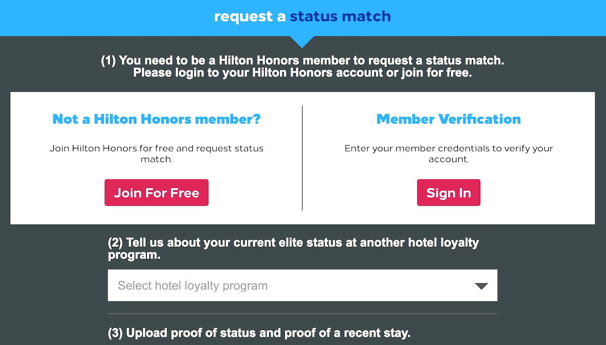 Guide To Hilton Honors Status Match & Challenge - One Mile at a Time