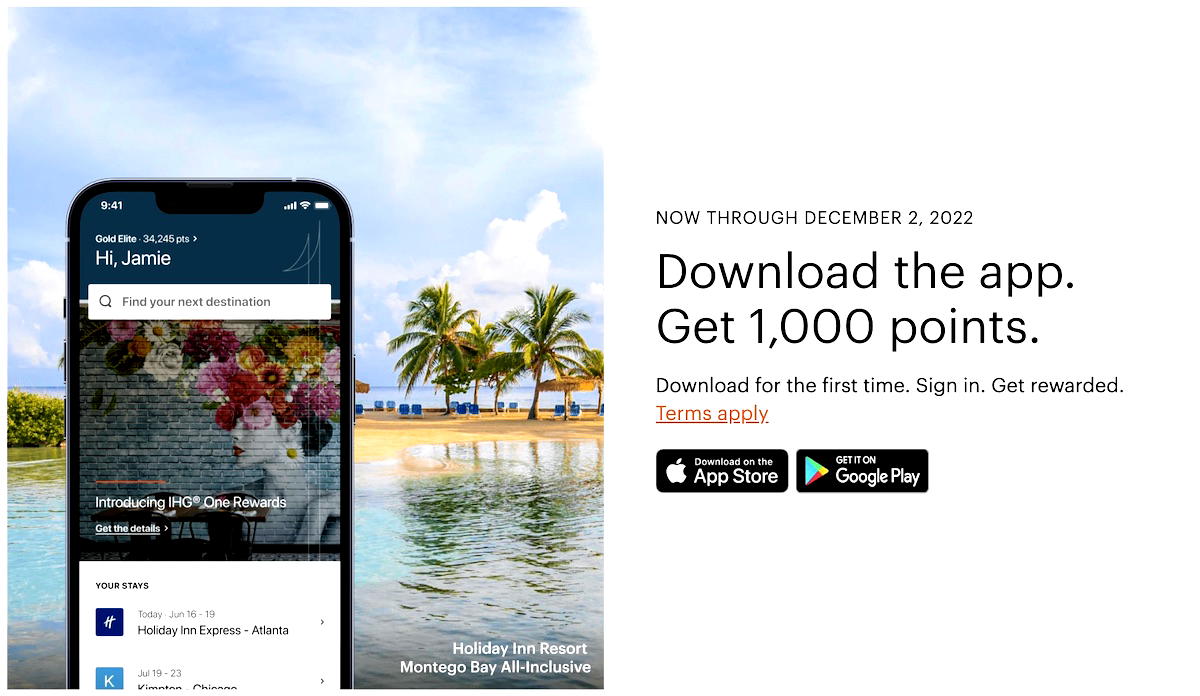 Deal: Download IHG App, Earn 1,000 Points - One Mile at a Time
