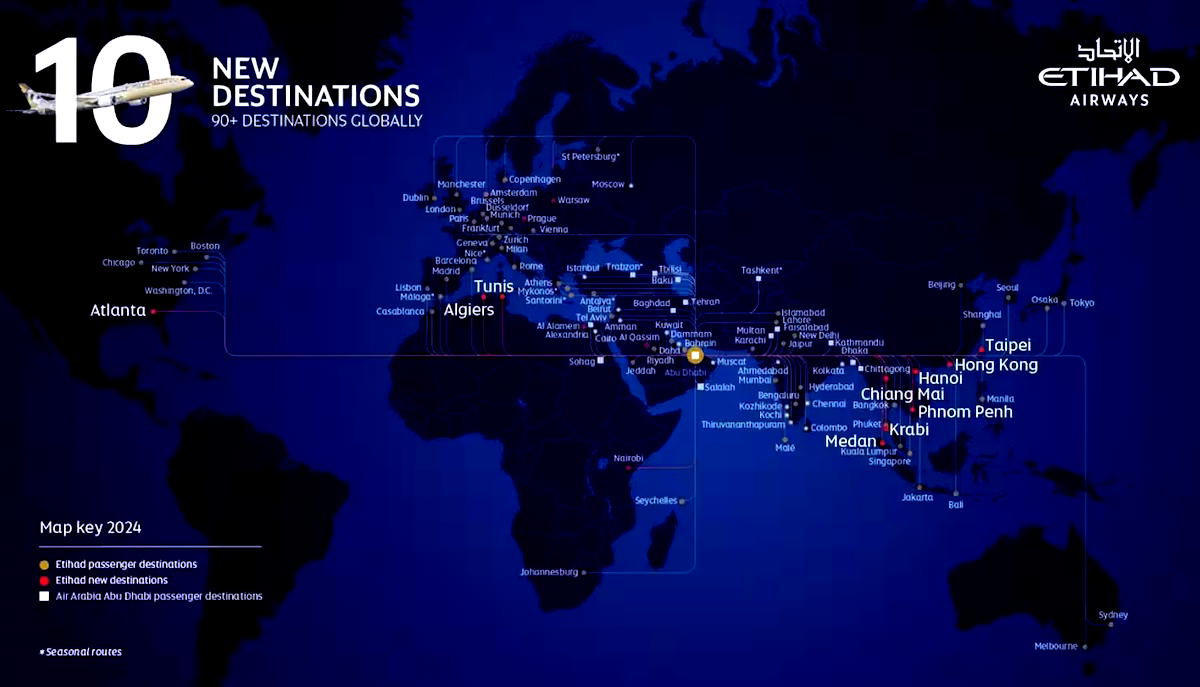 Etihad Unveils 10 New Routes, In Biggest Expansion Ever - One Mile at a ...