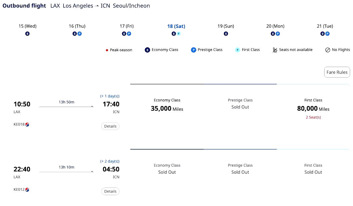 Korean Air SkyPass First Class Awards Are Back! - One Mile at a Time