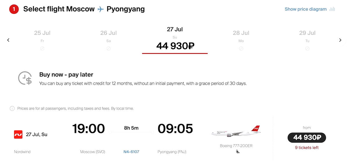 Whoa: Nordwind's Moscow To Pyongyang Boeing 777 Flights - One Mile at a ...